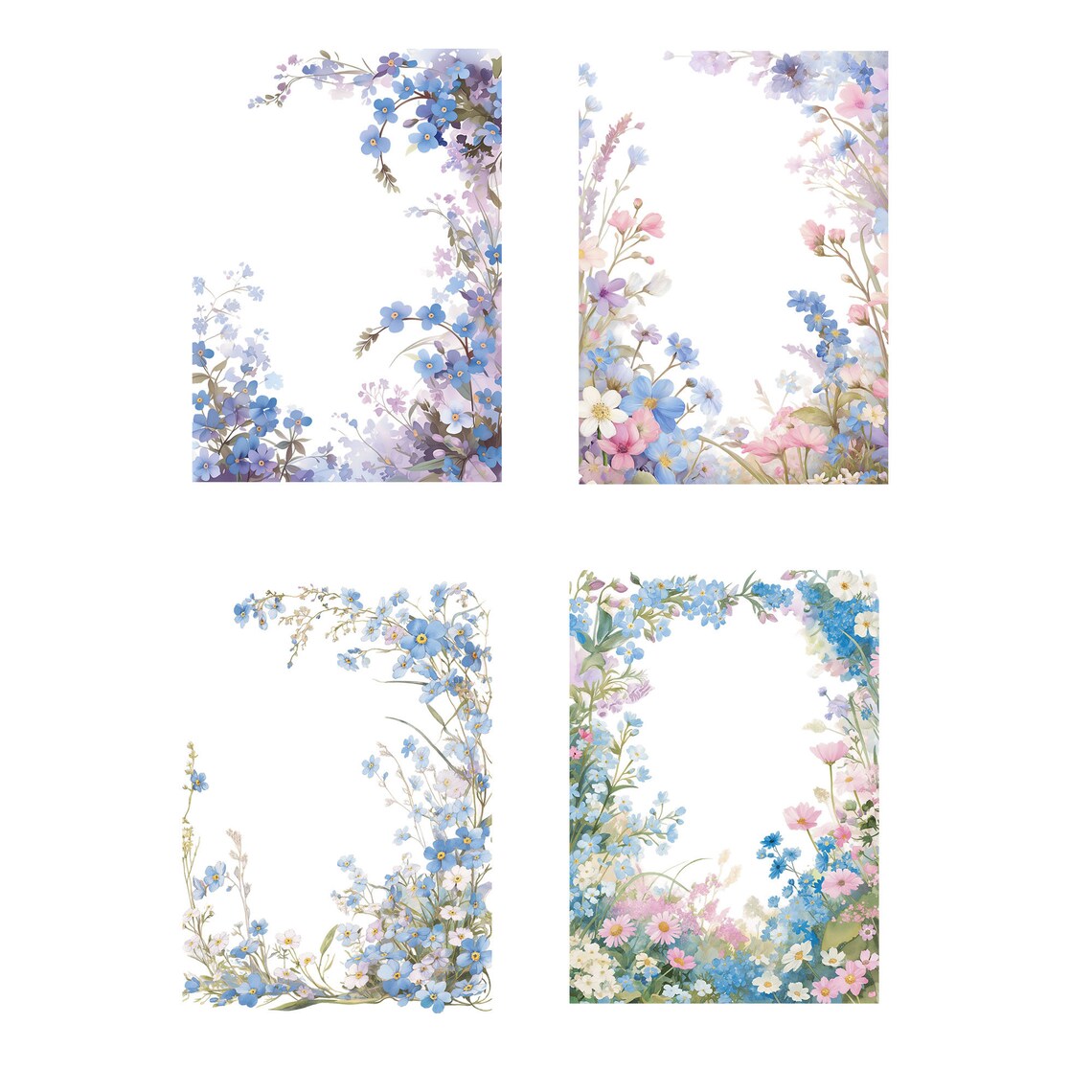 Forget Me Not Frame Png, Watercolor Forget Me Not Border, Floral Frames ...