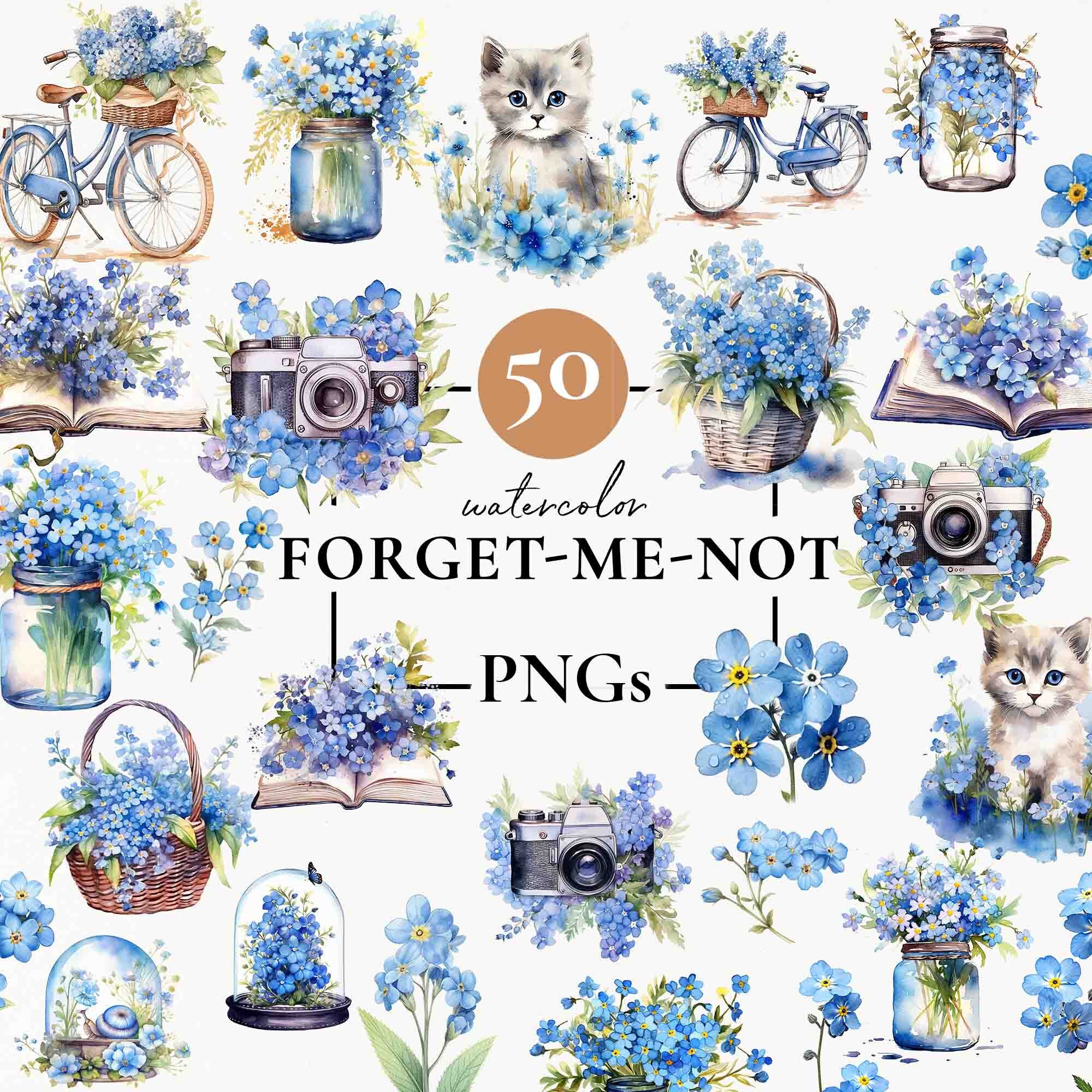 Forget Me Not Clipart Set for Creative Projects, Floral Mega Bundle ...
