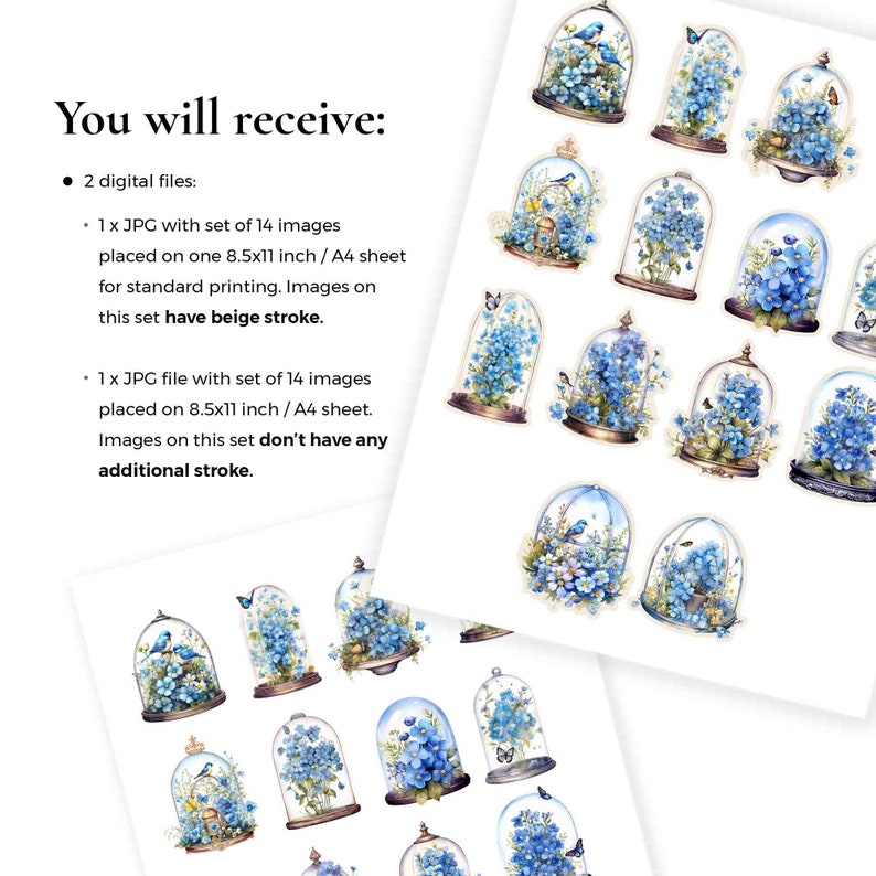 Forget Me Not Sticker Sheet Printable, Instant Download, Blue Forget-me ...