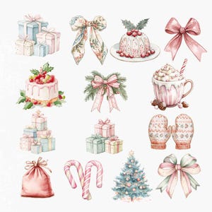 Coquette Christmas Clipart Set, Pink Christmas PNG, Christmas ...