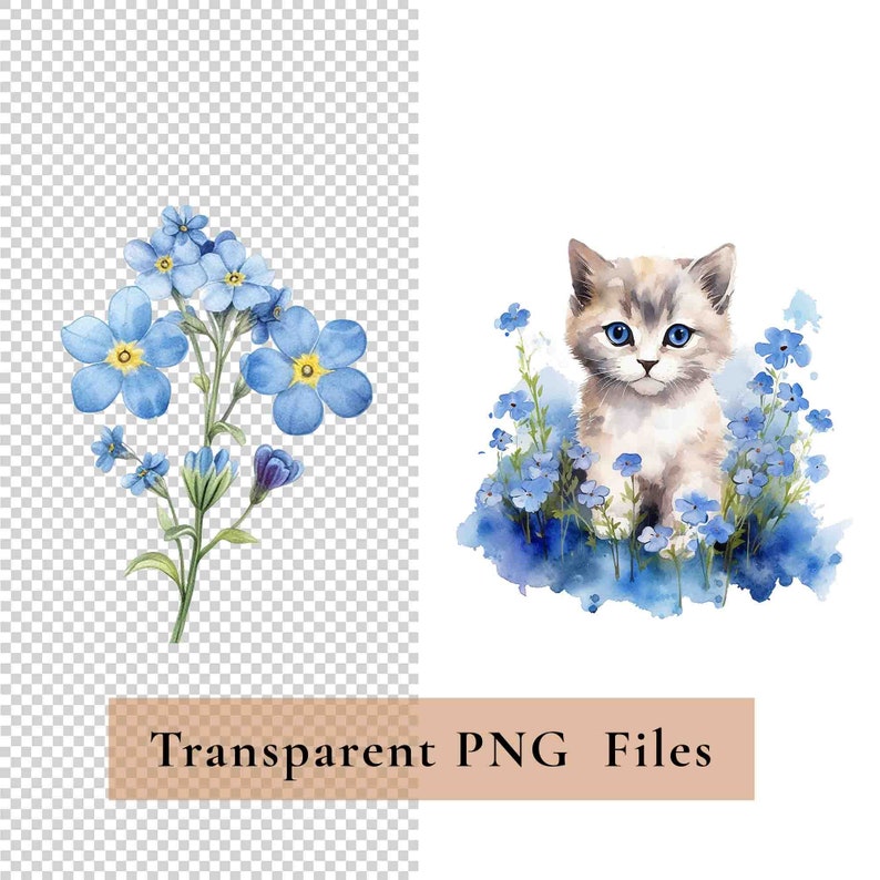 Forget Me Not Clipart Set for Creative Projects, Floral Mega Bundle ...