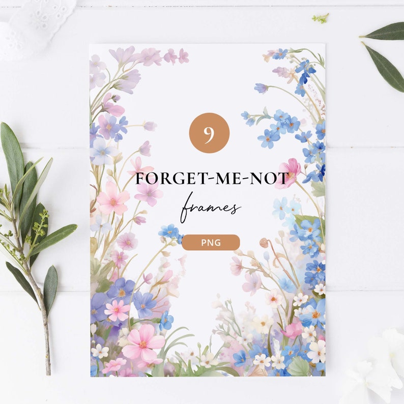 Forget Me Not Frame Png, Watercolor Forget Me Not Border, Floral Frames Clipart, Forget Me Not ...