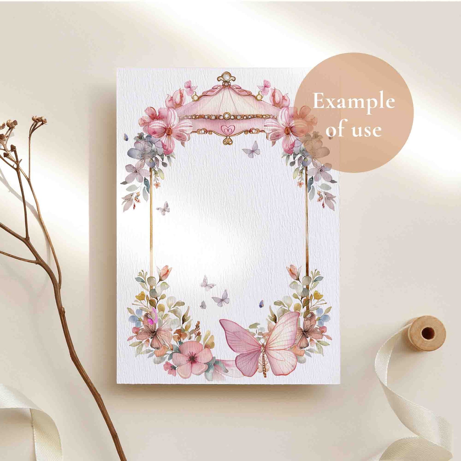 Watercolor Fairy Clipart, Princess Frames for Baby Shower, Floral Frame ...