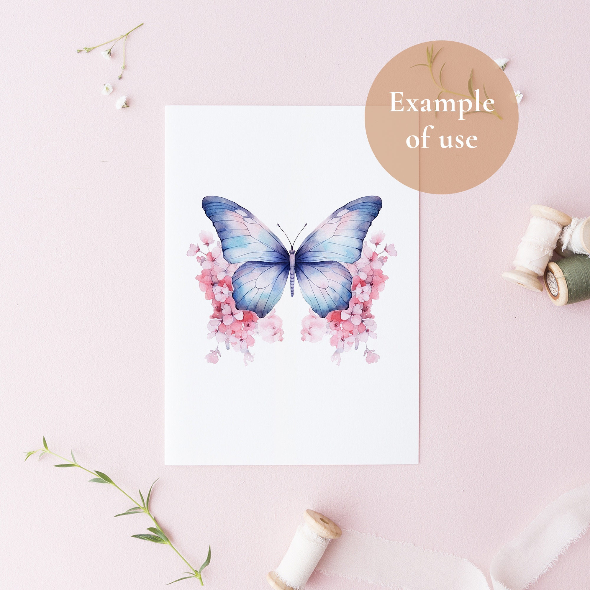 Watercolor Butterfly Clipart, Floral Butterfly PNG, Fantasy Butterfly ...