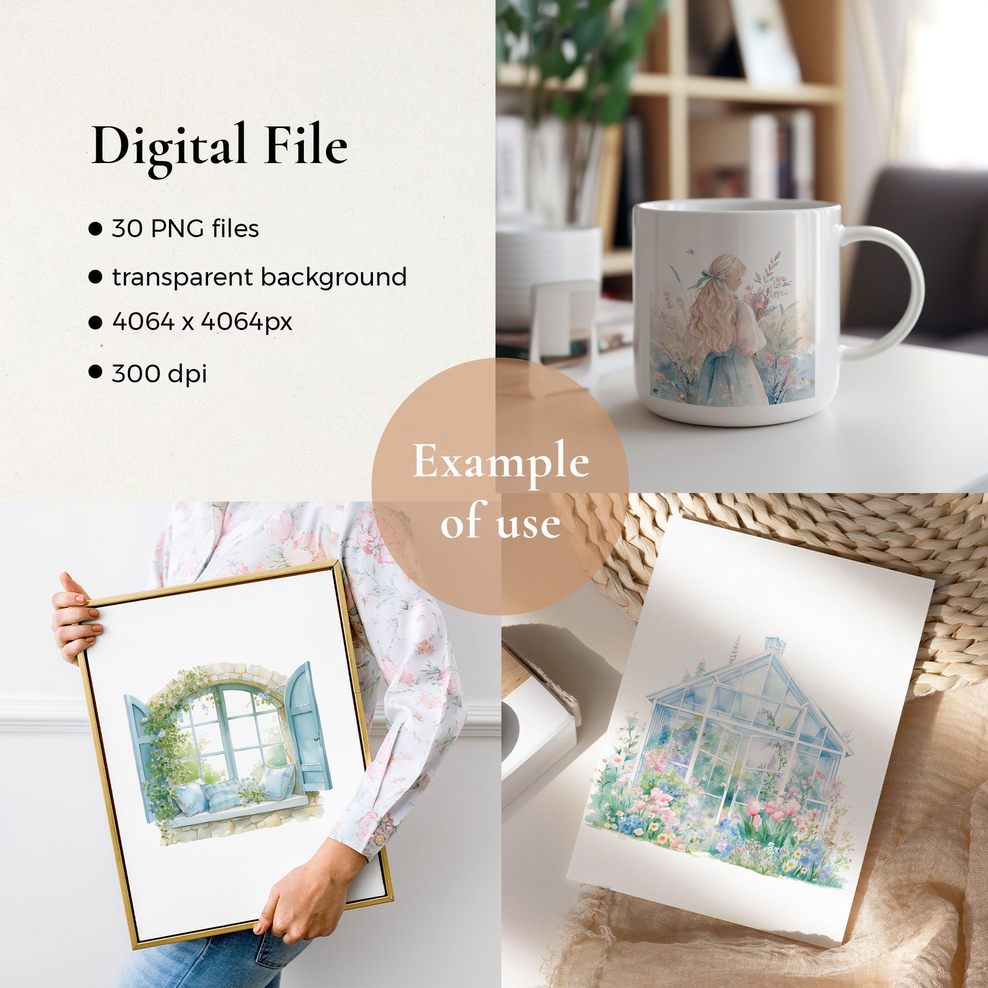 Cottagecore Clipart, Watercolor Spring Clipart, Farmhouse Bundle ...