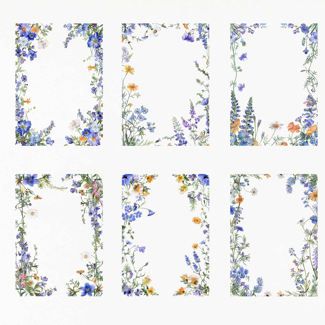 Wild Flower Clipart Frames, 5x7 Frame, PNG Floral Frames Clipart ...
