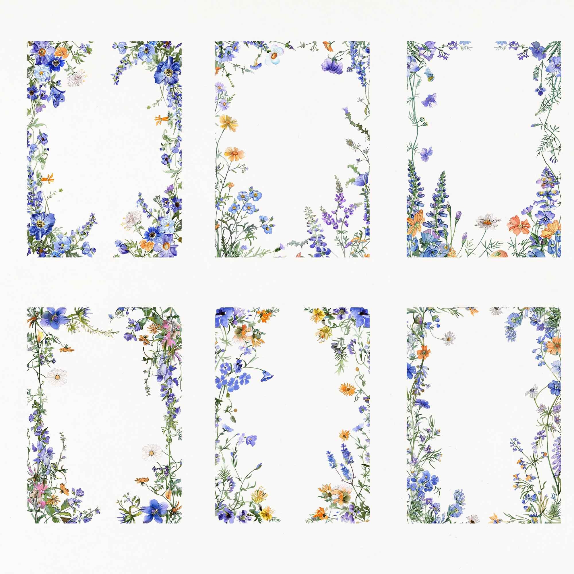 Wild Flower Clipart Frames, 5x7 Frame, PNG Floral Frames Clipart ...