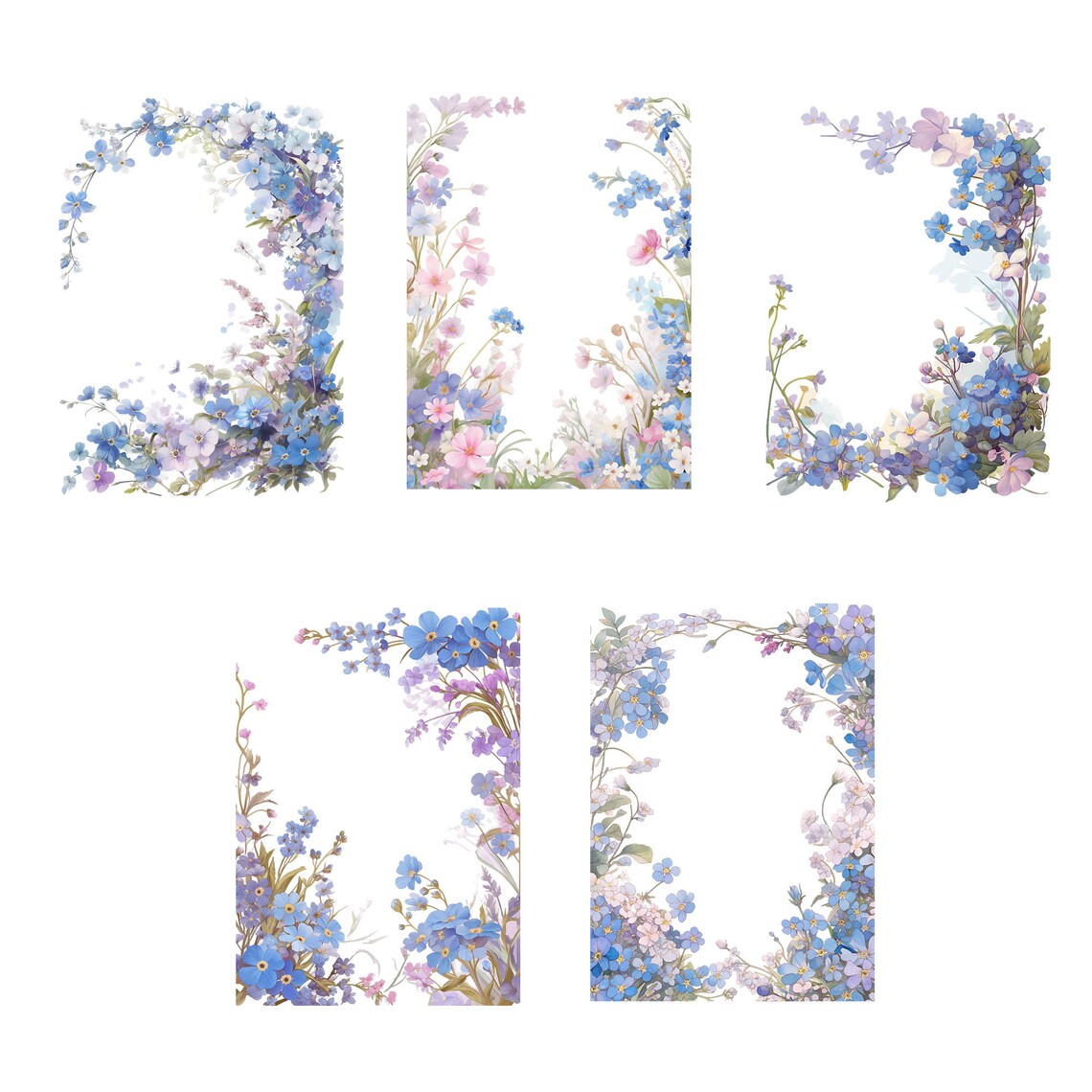Forget Me Not Frame Png, Watercolor Forget Me Not Border, Floral Frames ...