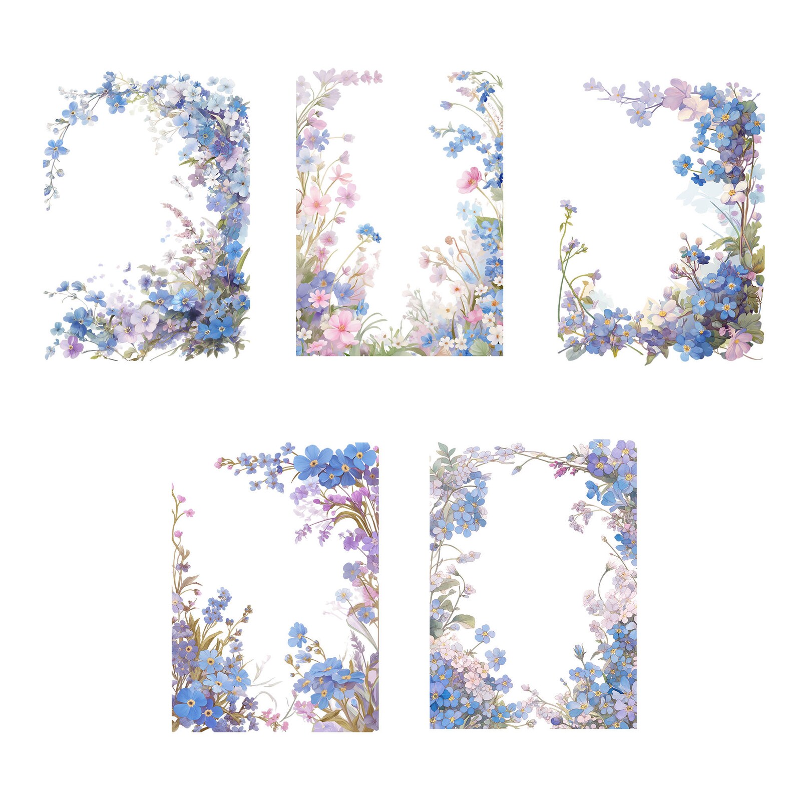 Forget Me Not Frame Png, Watercolor Forget Me Not Border, Floral Frames ...