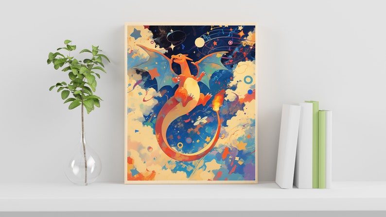 Charizard Poster, Anime Poster, Pokemon, Printable Wall Art, Bedroom ...