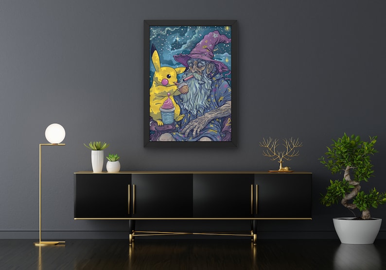 Oz Wizard and Pikachu Poster, Anime Poster, Printable Wall Art, Bedroom ...