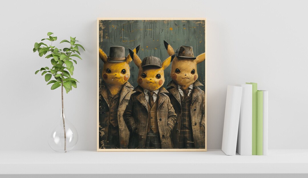 Pikachu Suits, Anime Poster, Printable Wall Art, Bedroom Wall Art ...