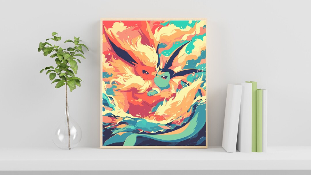 Flareon and Vaporeon, Eevee Evolutions, Pokémon, Anime Poster ...