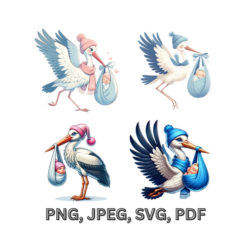 Stork-digital Clip Art Design Perfect for Announcement of the Arrival ...