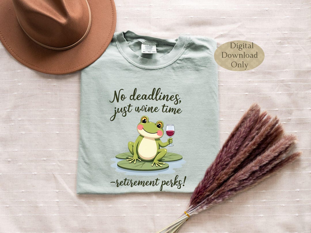 Funny Retirement Frog SVG: Boho Wine Time Design (digital Download) - Etsy