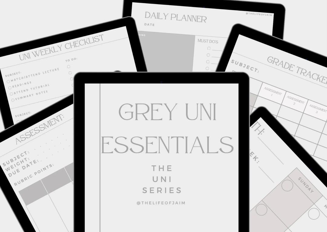 Editable PDF - Uni Starter Pack - Grey - Etsy