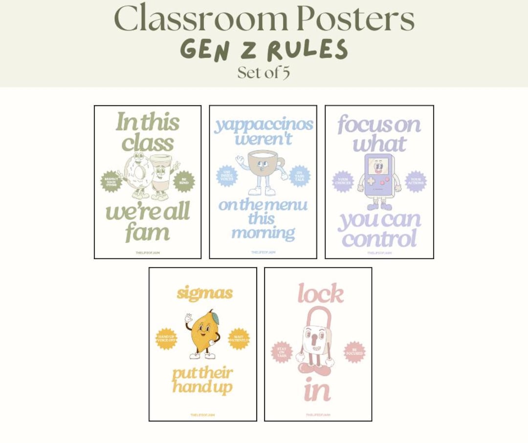 Gen Z Classroom Rules Poster Set - Etsy