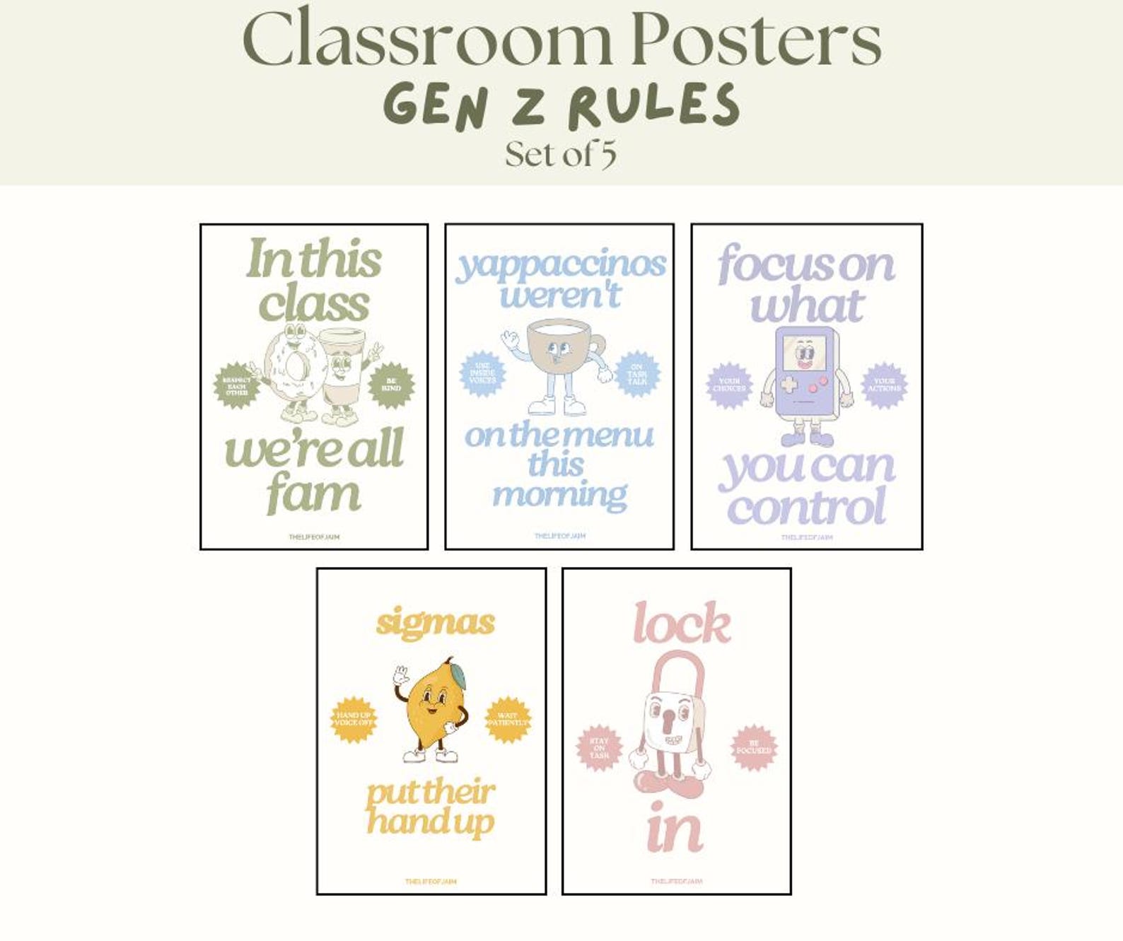 Gen Z Classroom Rules Poster Set - Etsy