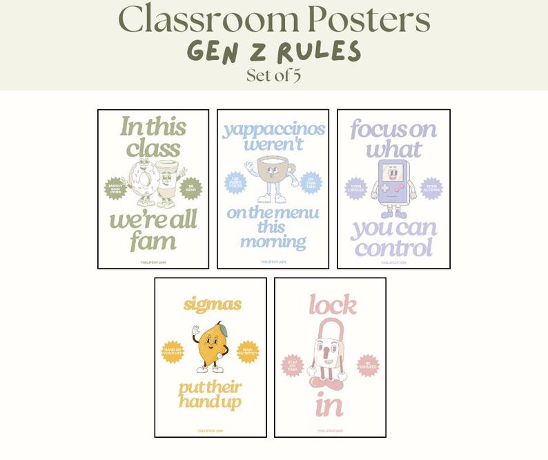 Gen Z Classroom Rules Poster Set - Etsy