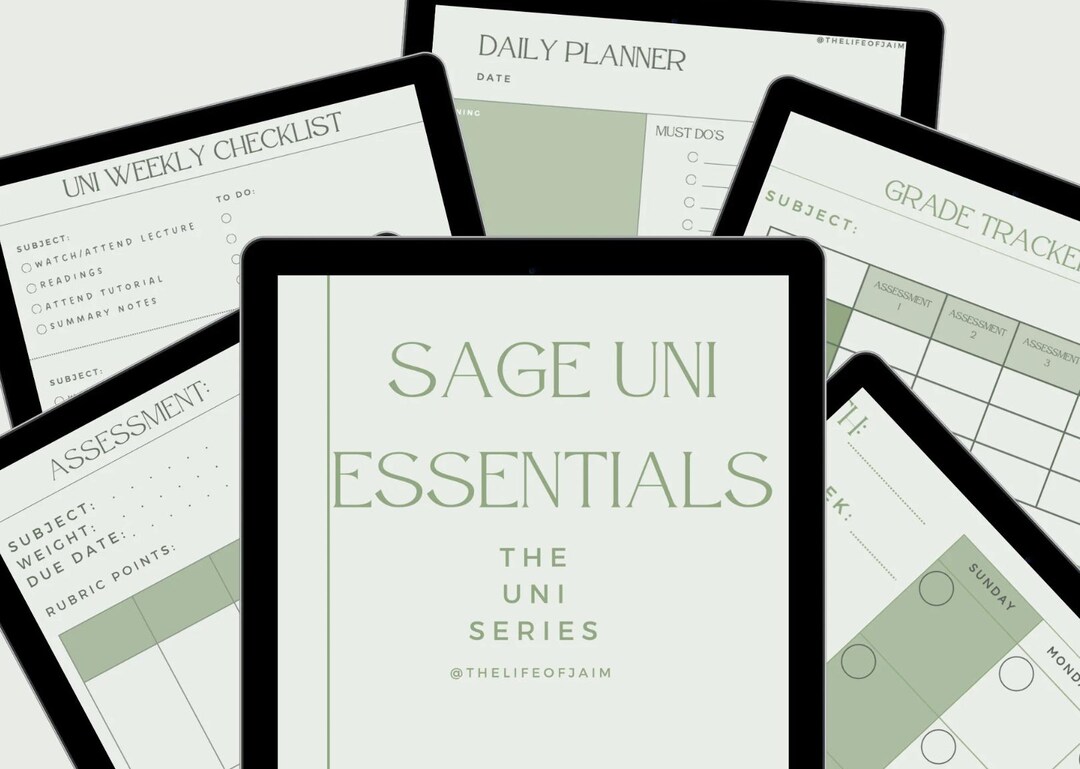 Editable PDF - Uni Starter Pack - Sage Essentials - Etsy