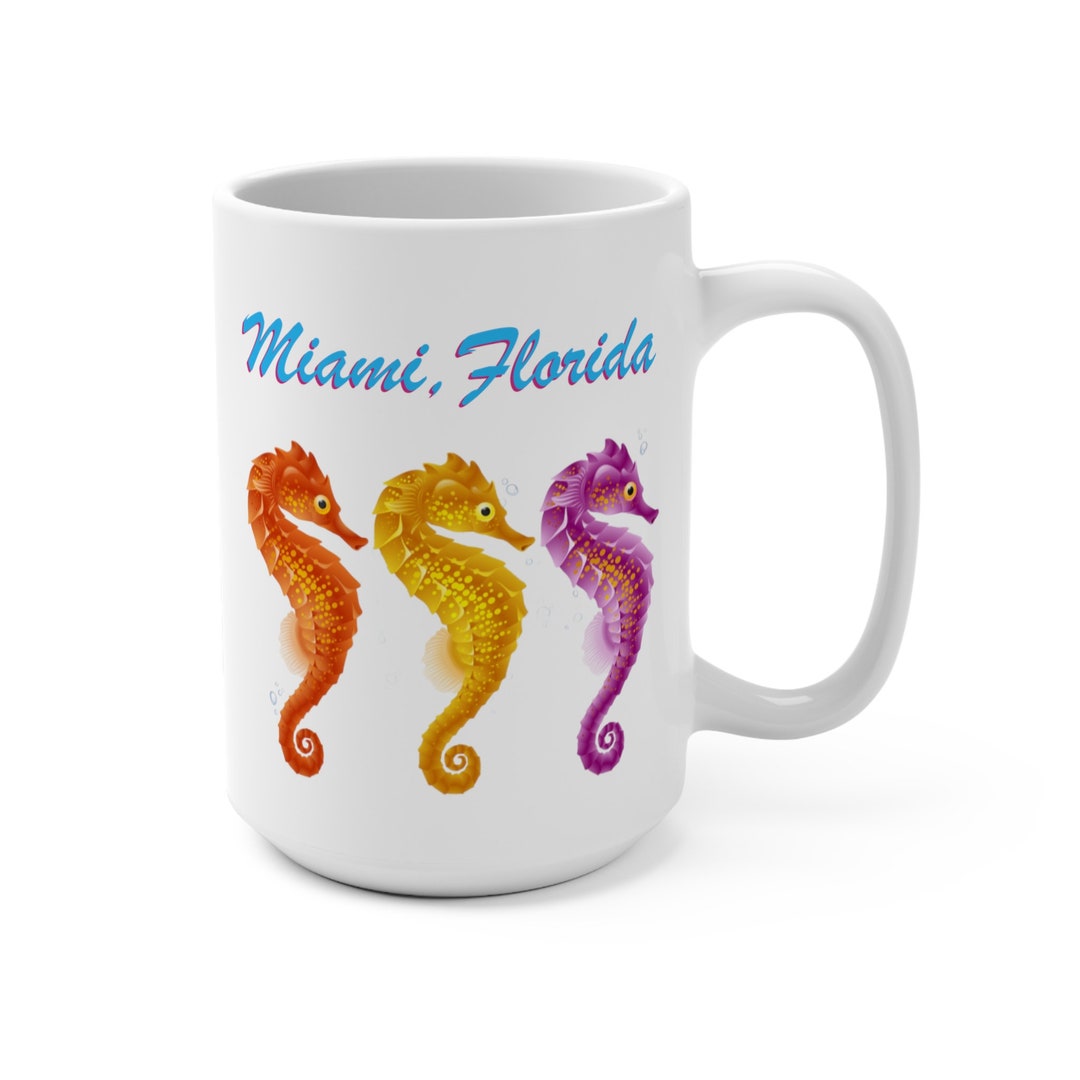 Miami, Florida Coffee Mug 15oz Bright Pastel Colors Miami, Florida in ...