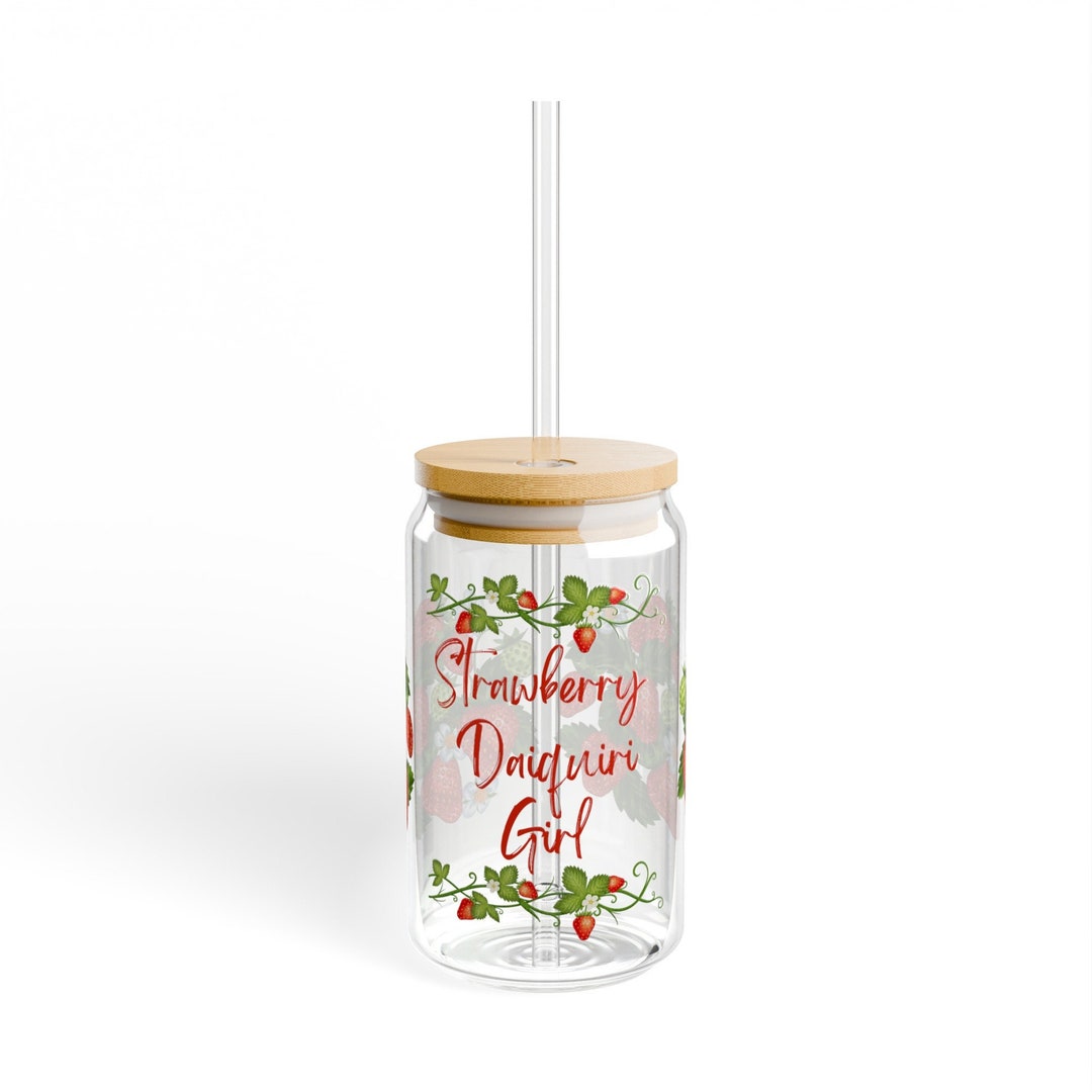 Strawberry Daiquiri Glass With Lid and Straw Daiquiri Party Glass ...