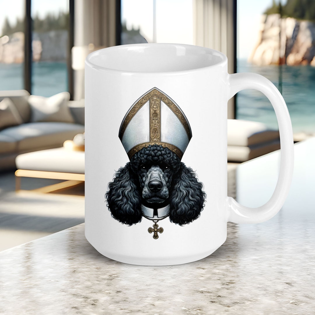 Poodle Mug, Poodle Wearing a Mitre Hat, Fun Gift for Dog Lover, Cute ...