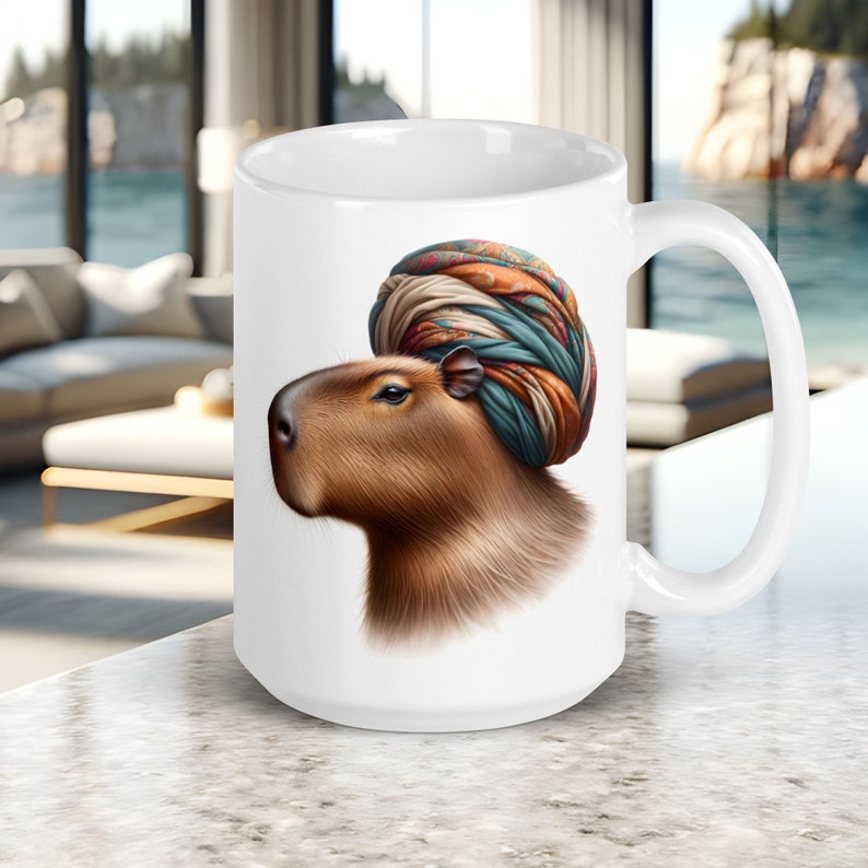 Capybara Mug, Capybara Wearing a Turban, Fun Gift for Capybara Lover ...
