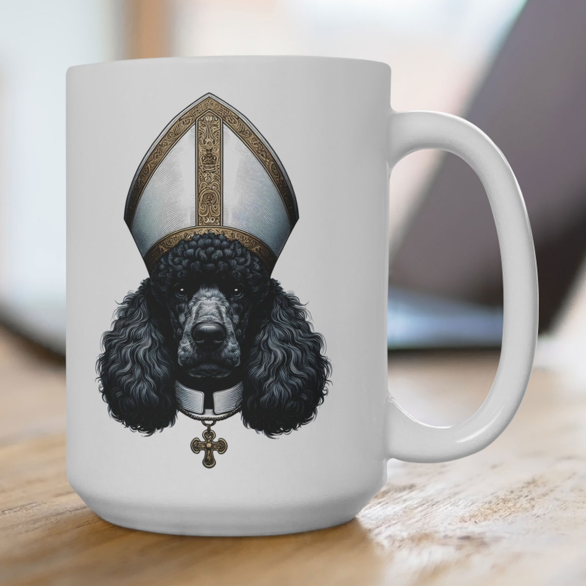 Poodle Mug, Poodle Wearing a Mitre Hat, Fun Gift for Dog Lover, Cute ...