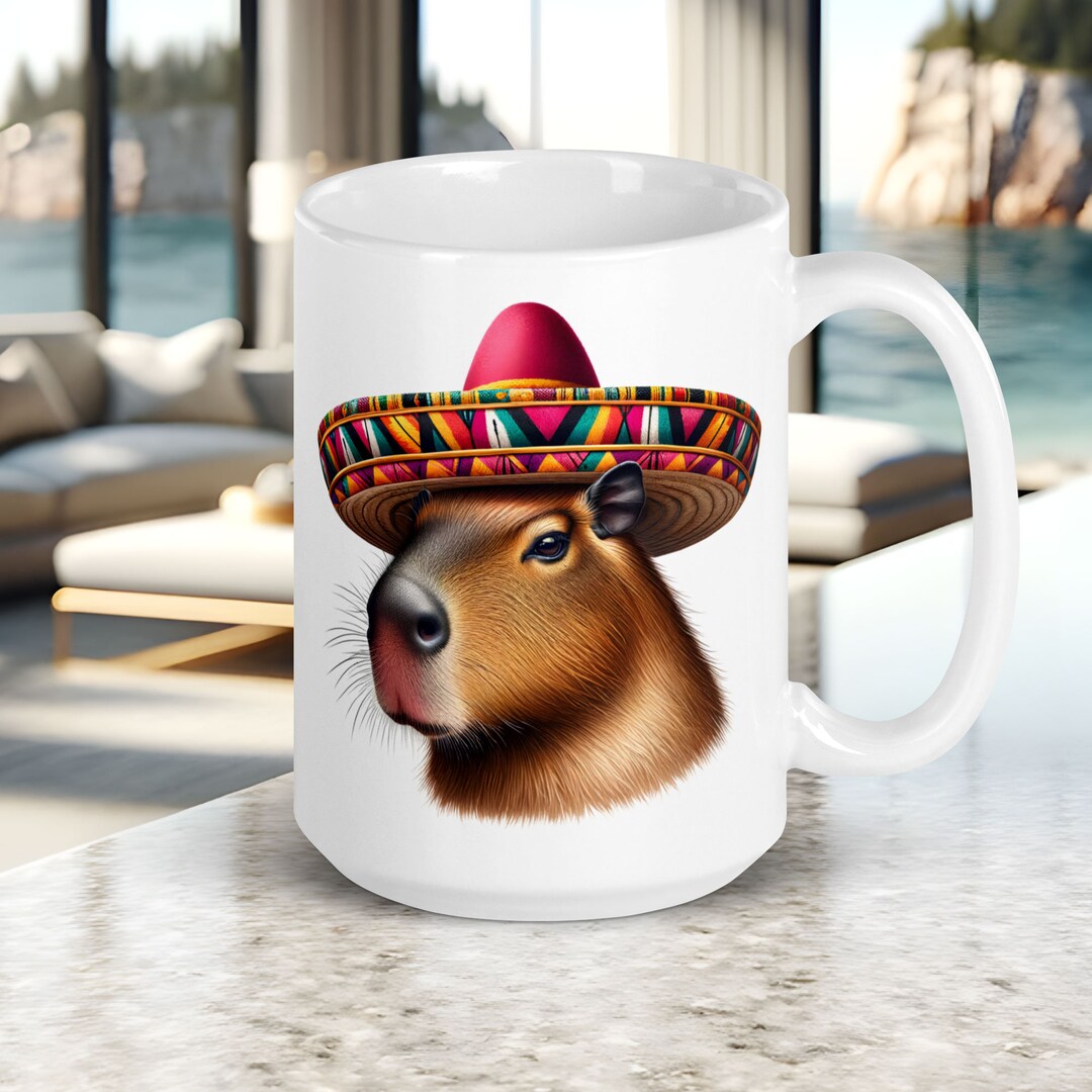 Capybara Mug, Capybara Wearing a Sombrero, Fun Gift for Capybara Lover ...