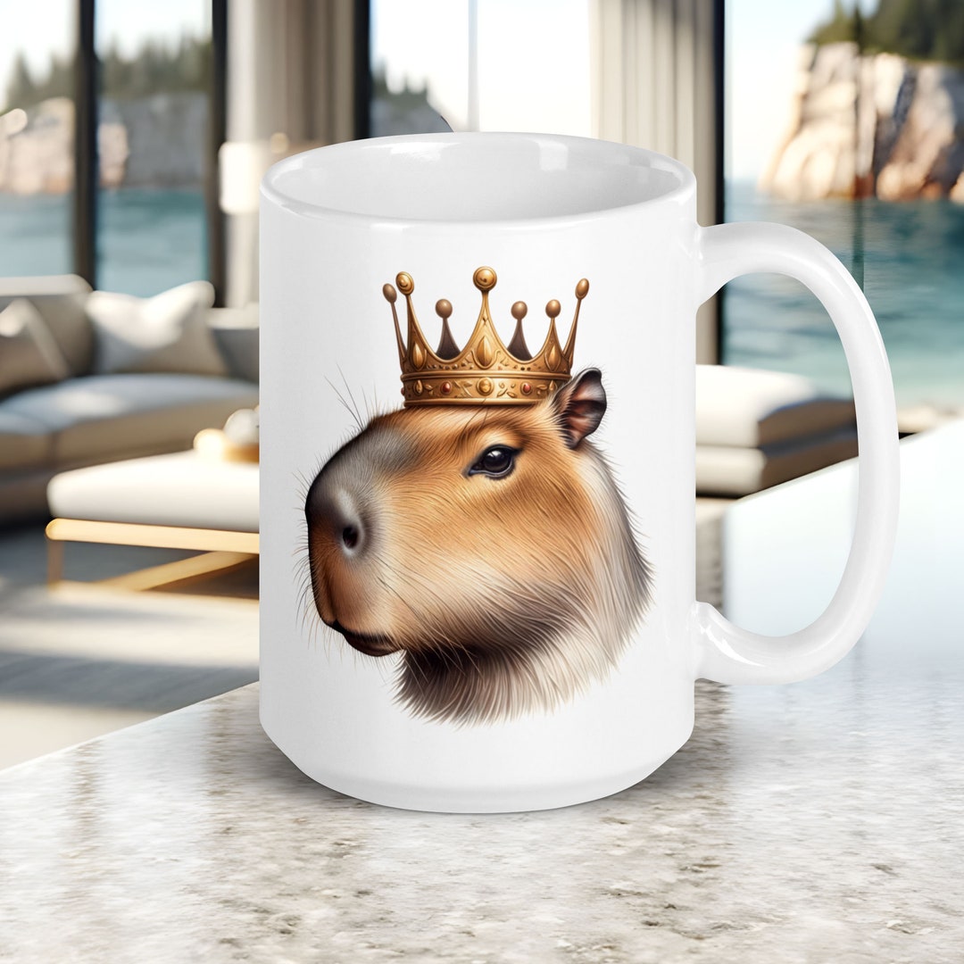 Capybara Mug, Capybara Wearing a Crown, Fun Gift for Capybara Lover ...