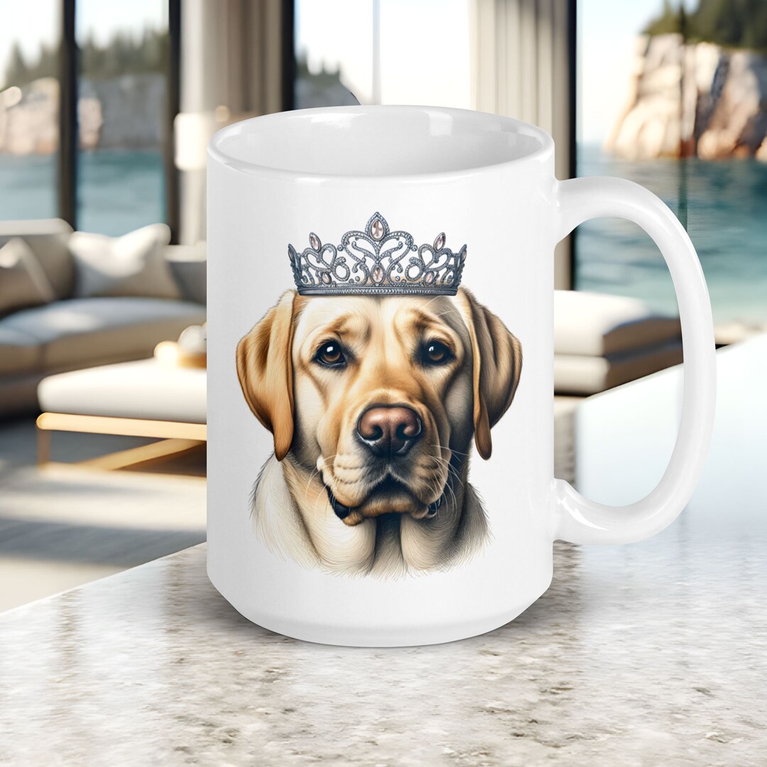 Yellow Lab Mug, Yellow Lab Wearing a Tiara, Fun Gift for Dog Lover ...