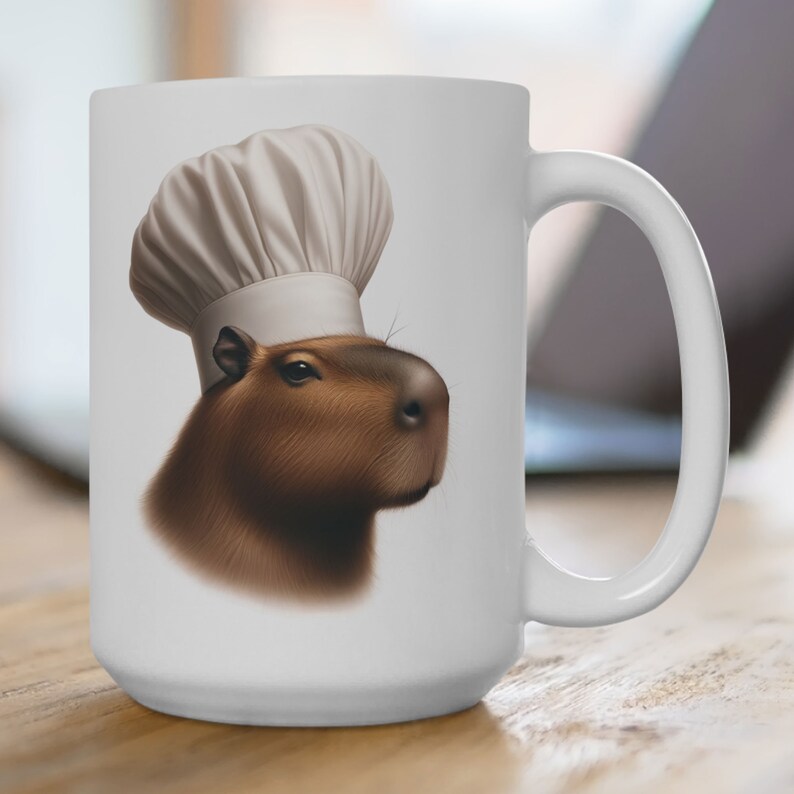 Capybara Mug, Capybara Wearing a Chef's Hat, Fun Gift for Capybara ...