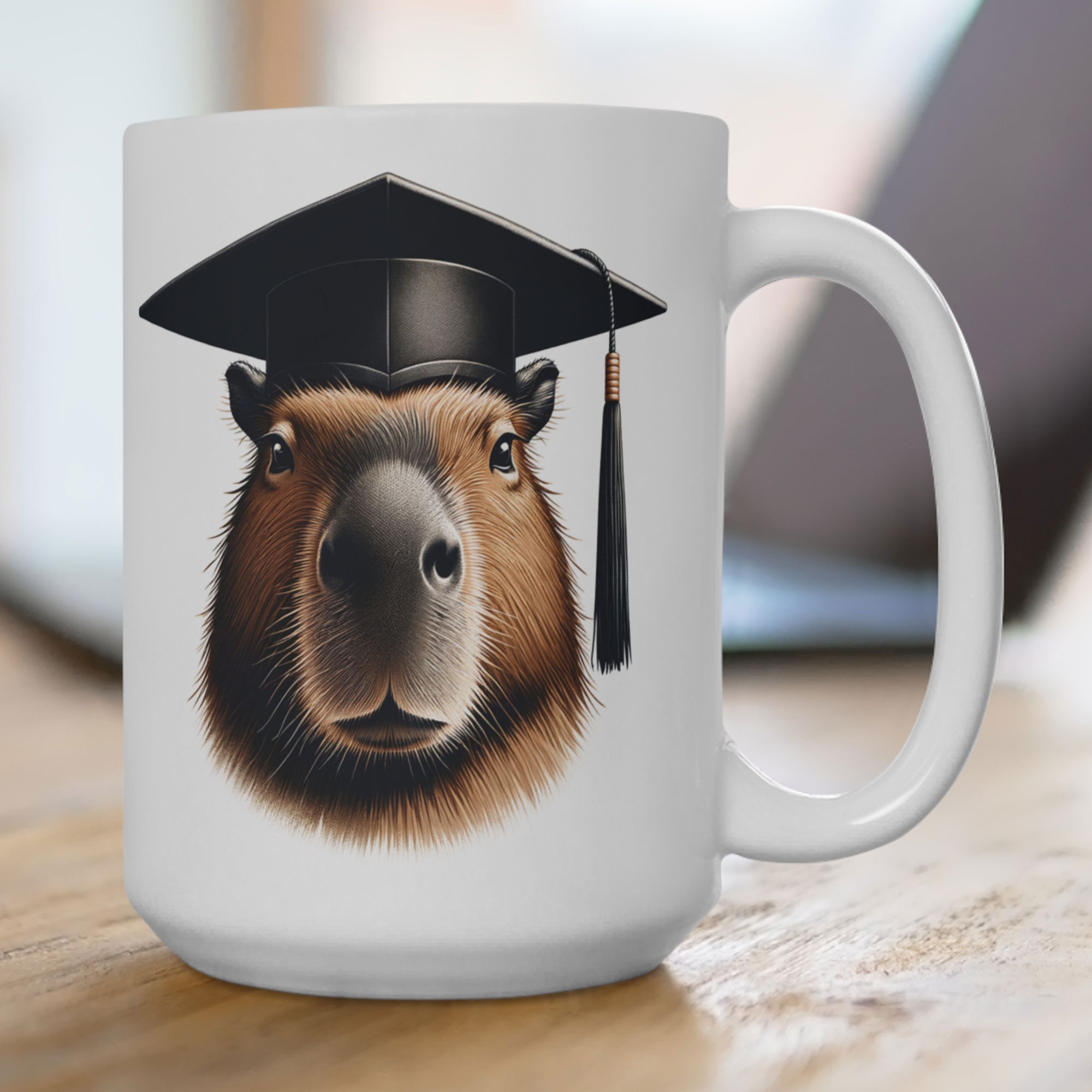 Capybara Mug, Capybara Wearing a Graduation Cap, Fun Gift for Capybara ...