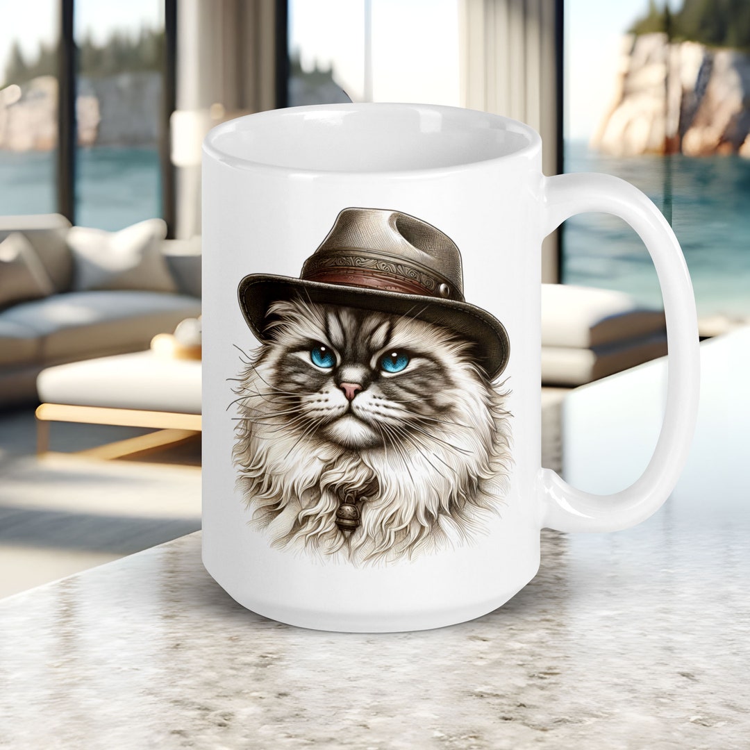 Ragdoll Mug, Ragdoll Wearing a Cowboy Hat, Fun Gift for Cat Lover, Cute ...
