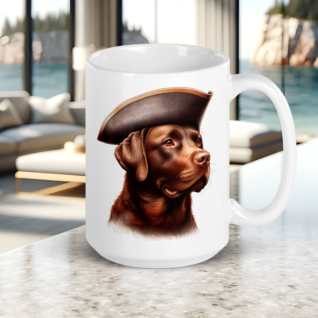 Chocolate Lab Mug, Chocolate Lab Wearing a Pirate Hat, Fun Gift for Dog ...