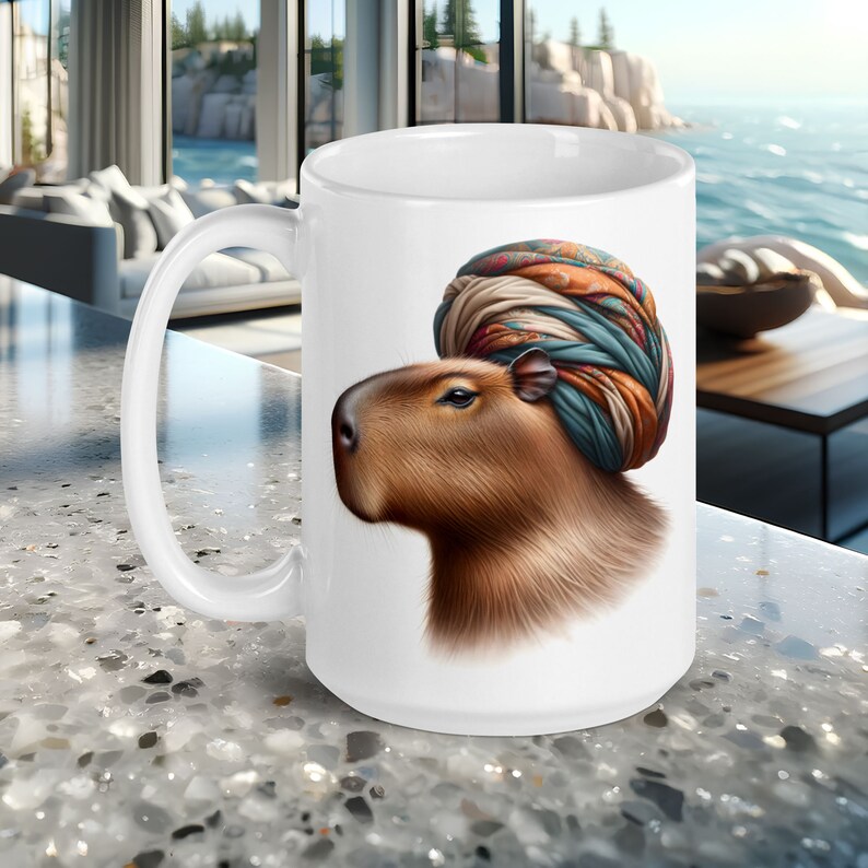 Capybara Mug, Capybara Wearing a Turban, Fun Gift for Capybara Lover ...