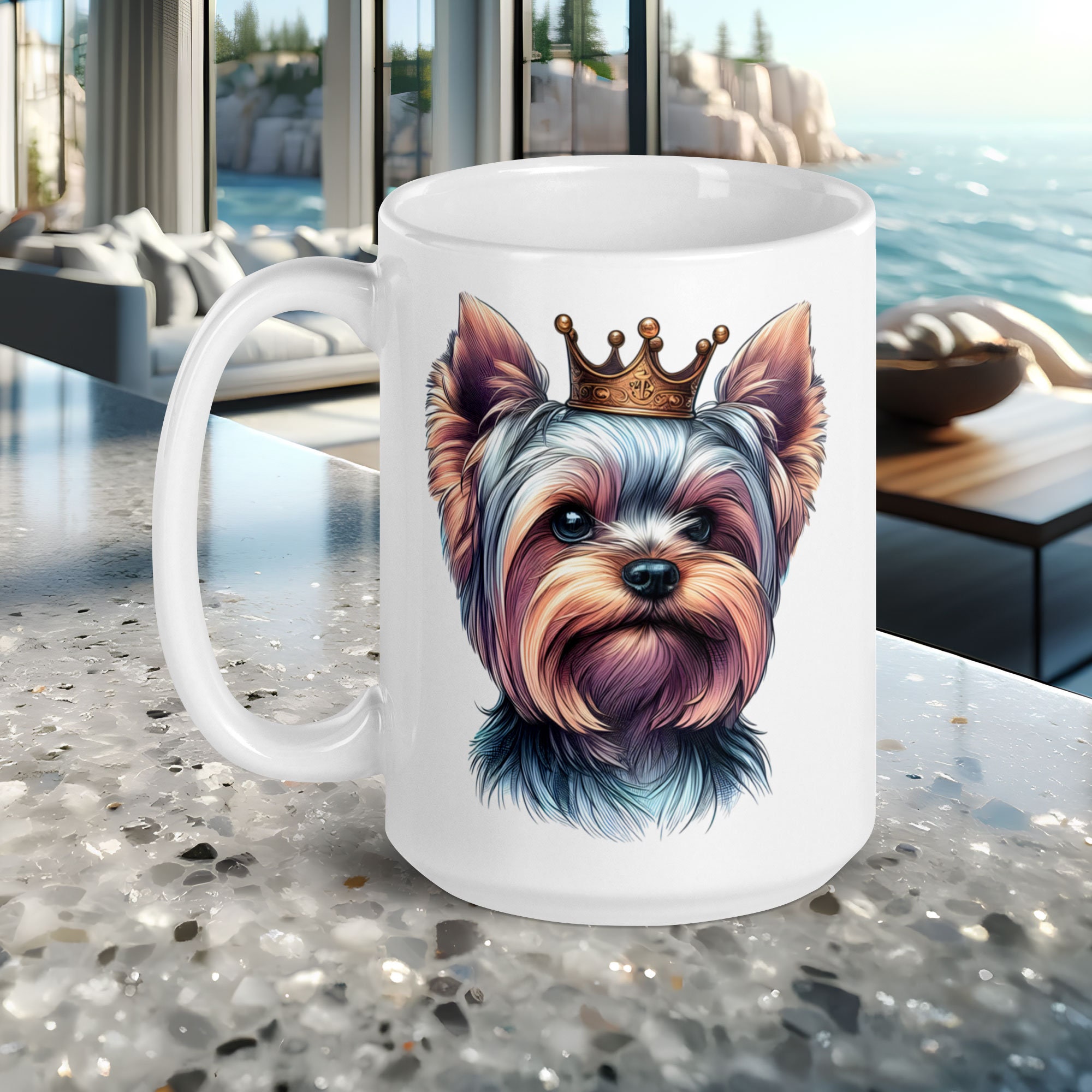 Yorkie Mug, Yorkie Wearing a Crown, Fun Gift for Dog Lover, Cute Dog ...