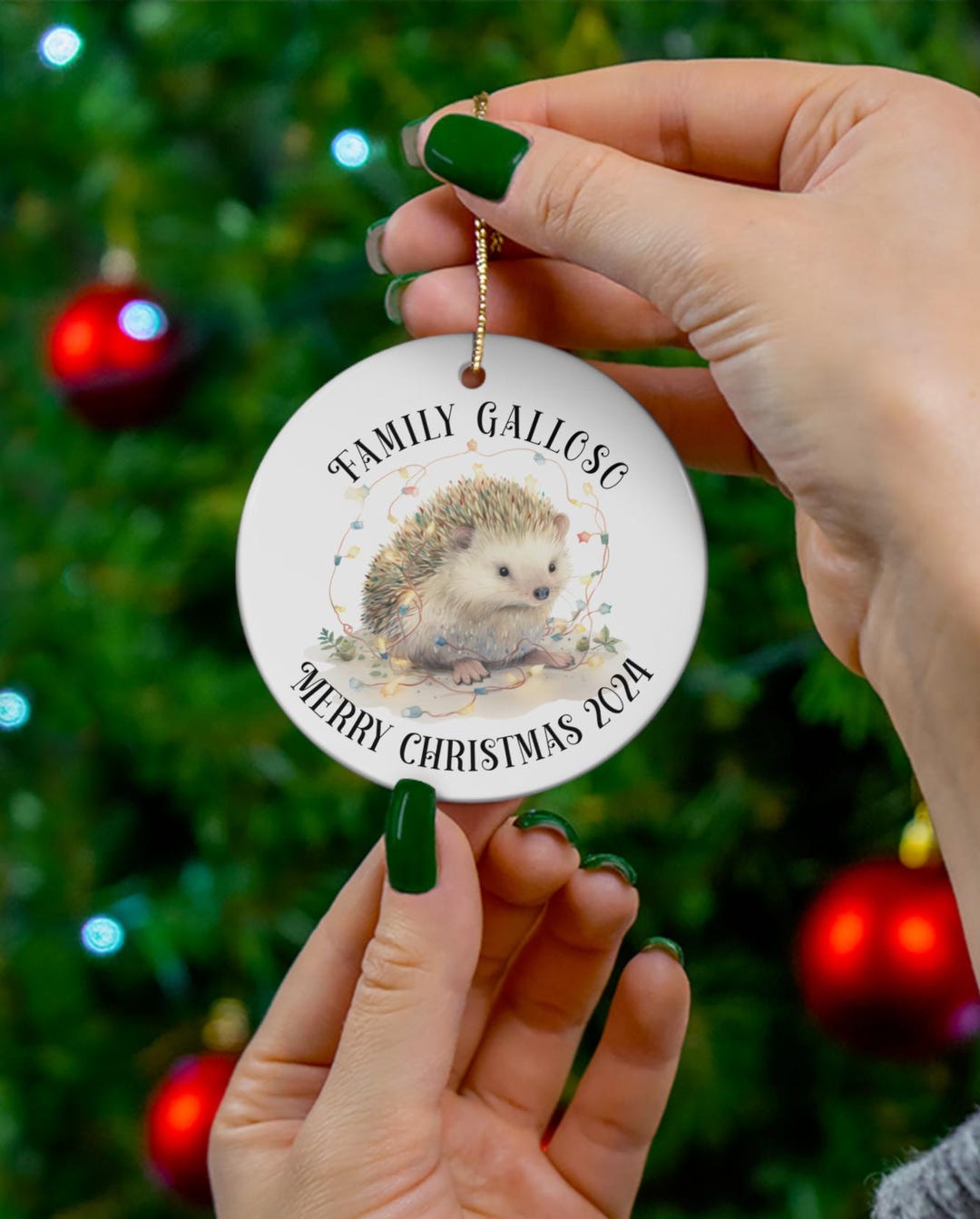 Ceramic Ornament, Christmas Hedgehog, Merry Christmas Ornament, Holiday ...