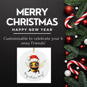 Ceramic Ornament, Christmas Bee Decor, Holiday Tree Trimming Gift ...