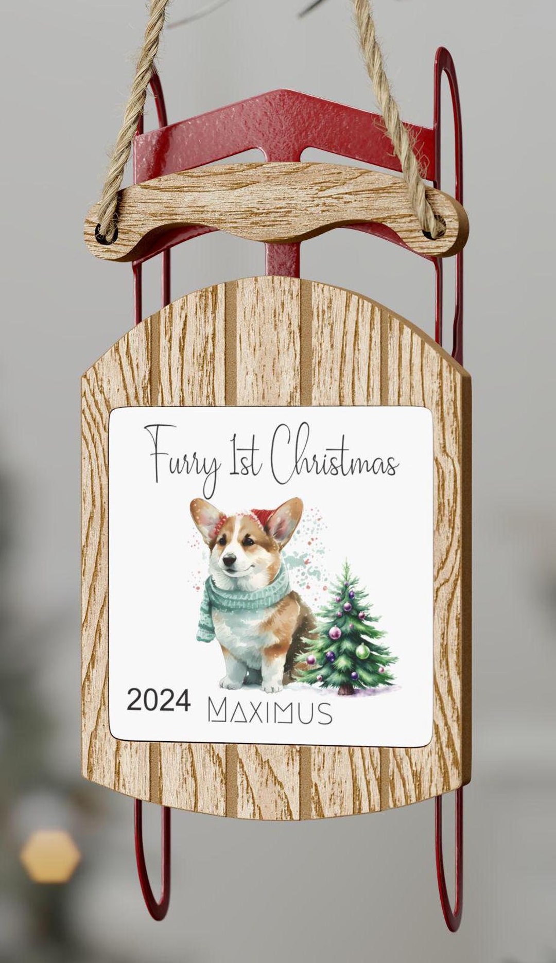 Holiday Corgi Sled Ornaments, Christmas Tree Decor, Winter Dog Lover ...