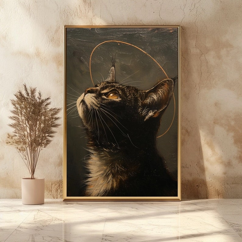 Digital Saint Cali the CAT ART PRINT Decor / Cat Downloadable Art /dark ...