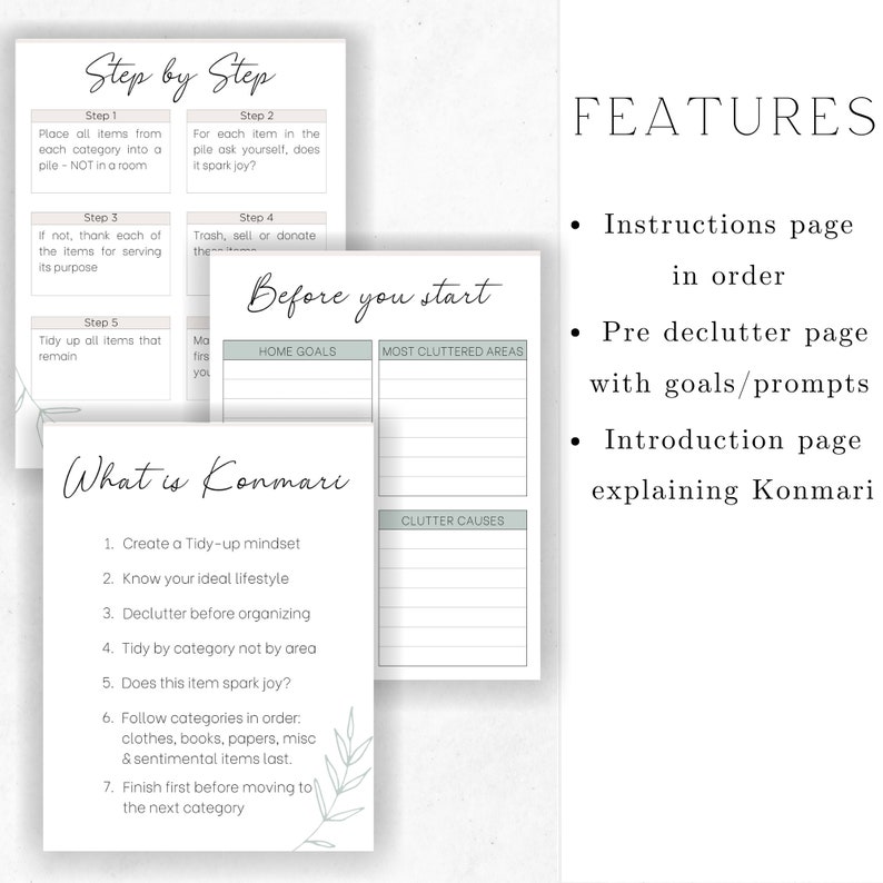 Declutter Planner Declutter Konmari Checklist Cleaning Planner Home ...