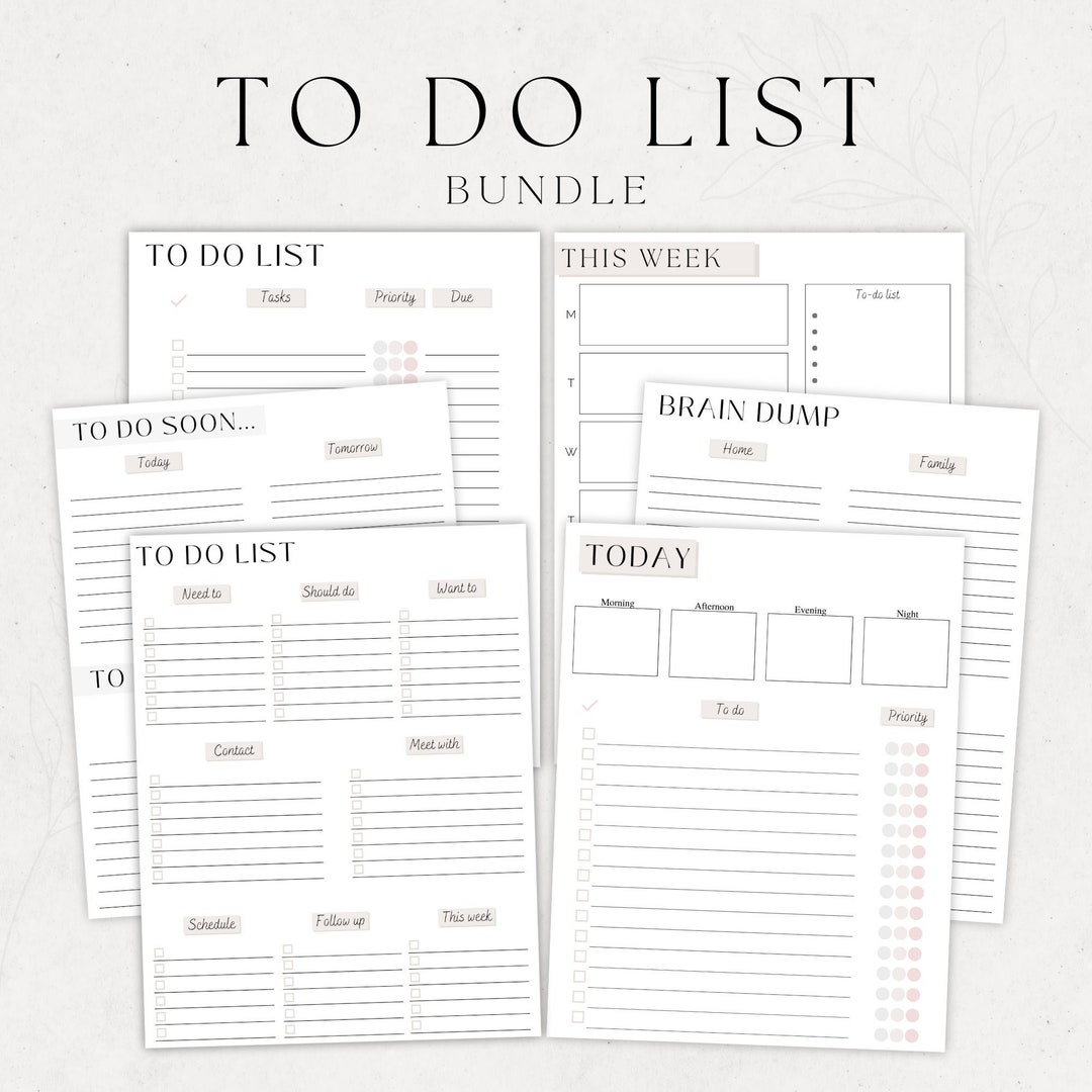 To Do List Bundle Adhd to Do List Brain Dump Template Weekly Daily to ...