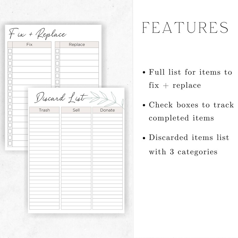Declutter Planner Declutter Konmari Checklist Cleaning Planner Home ...