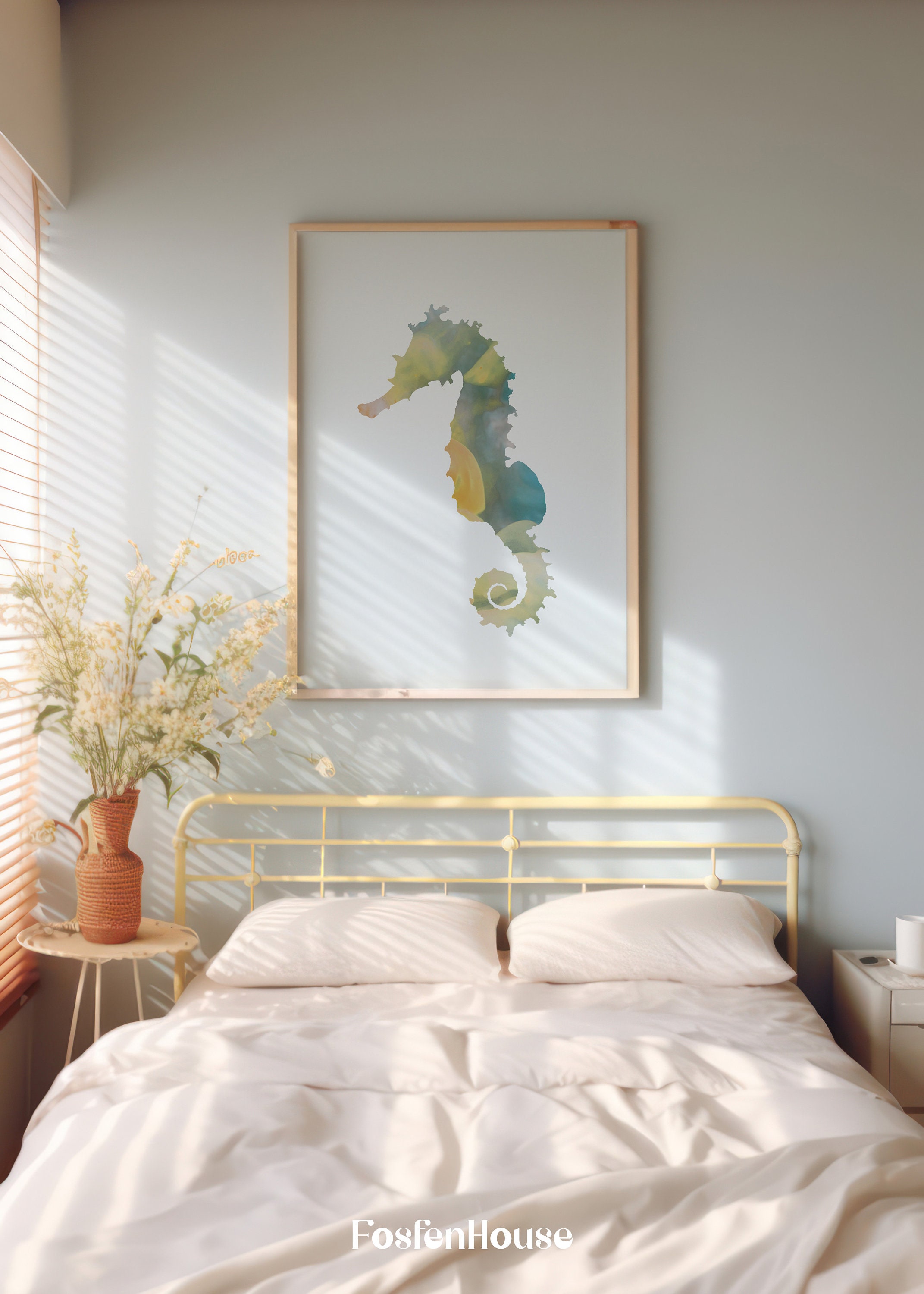 Watercolor Seahorse Printable, Abstract Seahorse Art, Ocean Seahorse ...