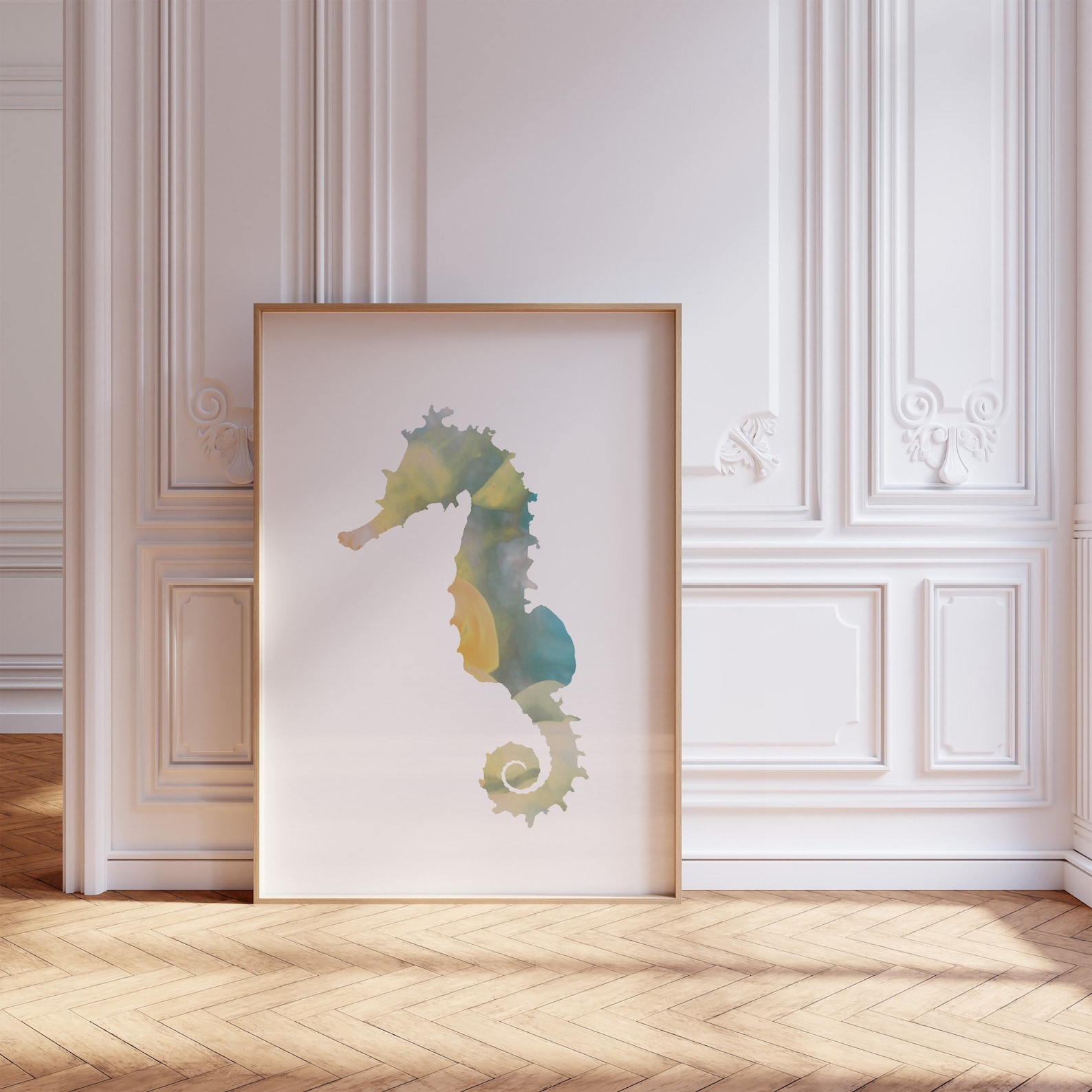 Abstract Watercolor Seahorse Print, Modern Ocean Art (digital Download ...
