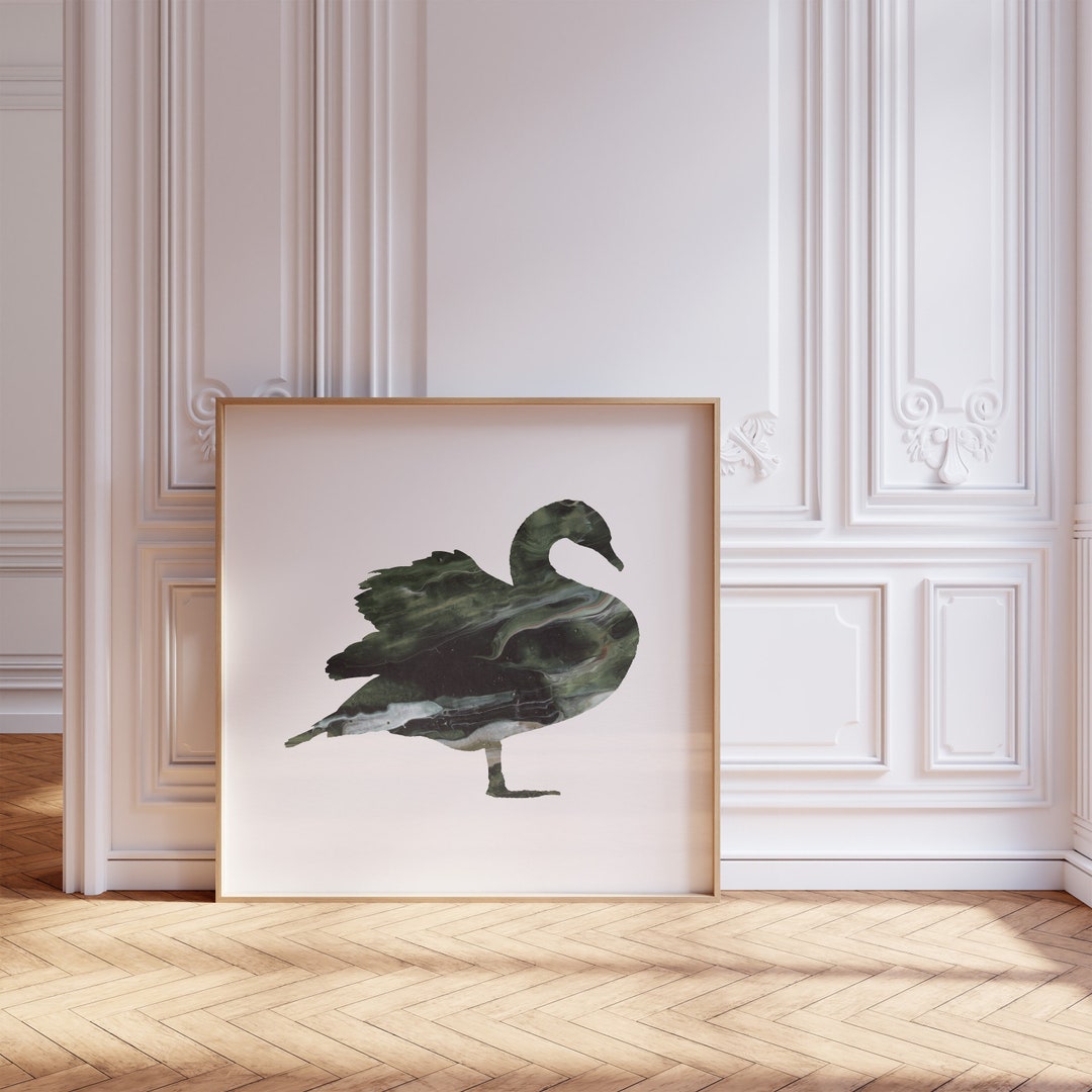 Black Swan Printable, Abstract Swan Art, Fluid Art, Gifts for Birders ...