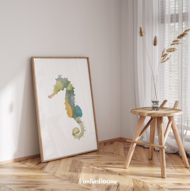 Watercolor Seahorse Printable, Abstract Seahorse Art, Ocean Seahorse ...