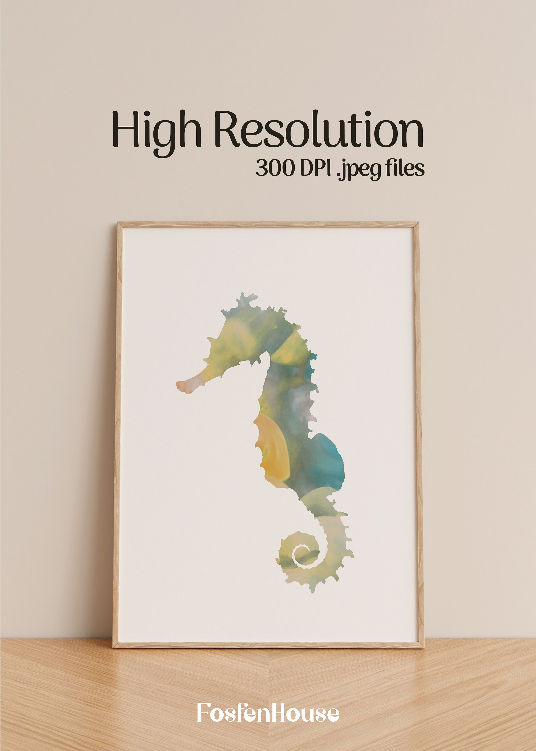 Watercolor Seahorse Printable, Abstract Seahorse Art, Ocean Seahorse ...